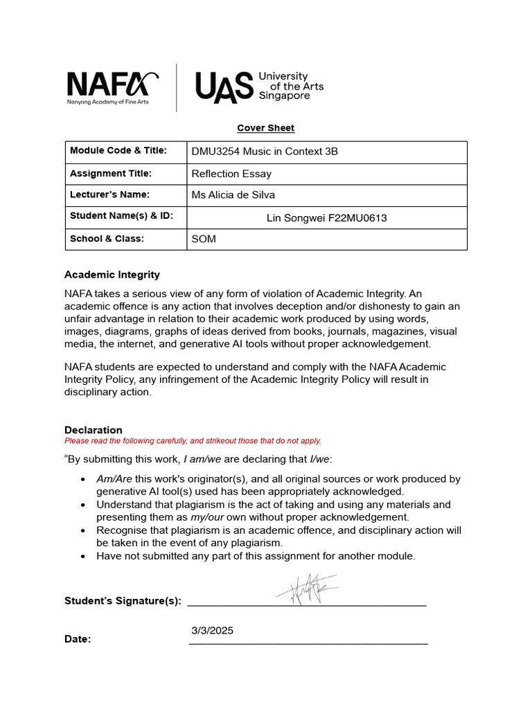 Academic Declaration Form | PDF