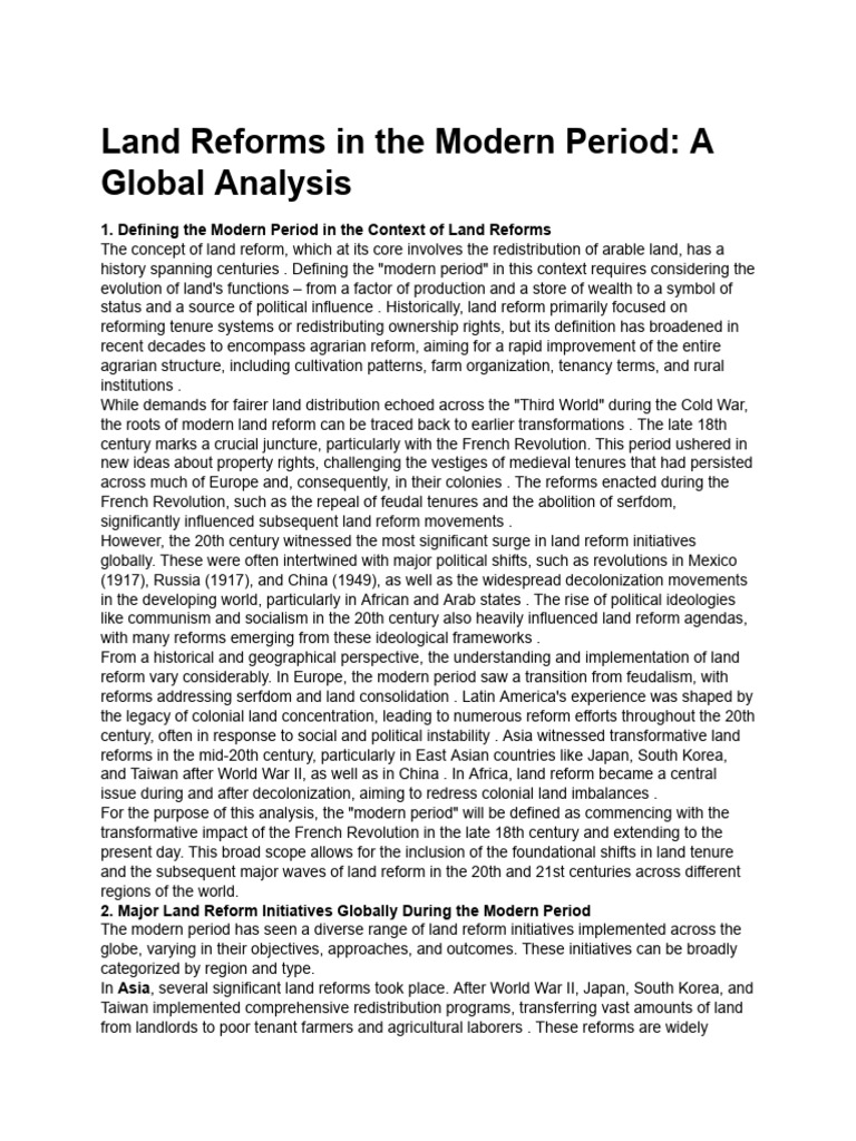 Modern Land Reform Research Scope | PDF | Land Reform | Redistribution ...