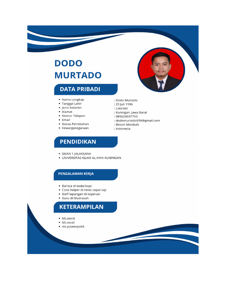 Surat Lamaran Kerja Dodo Murtado | PDF
