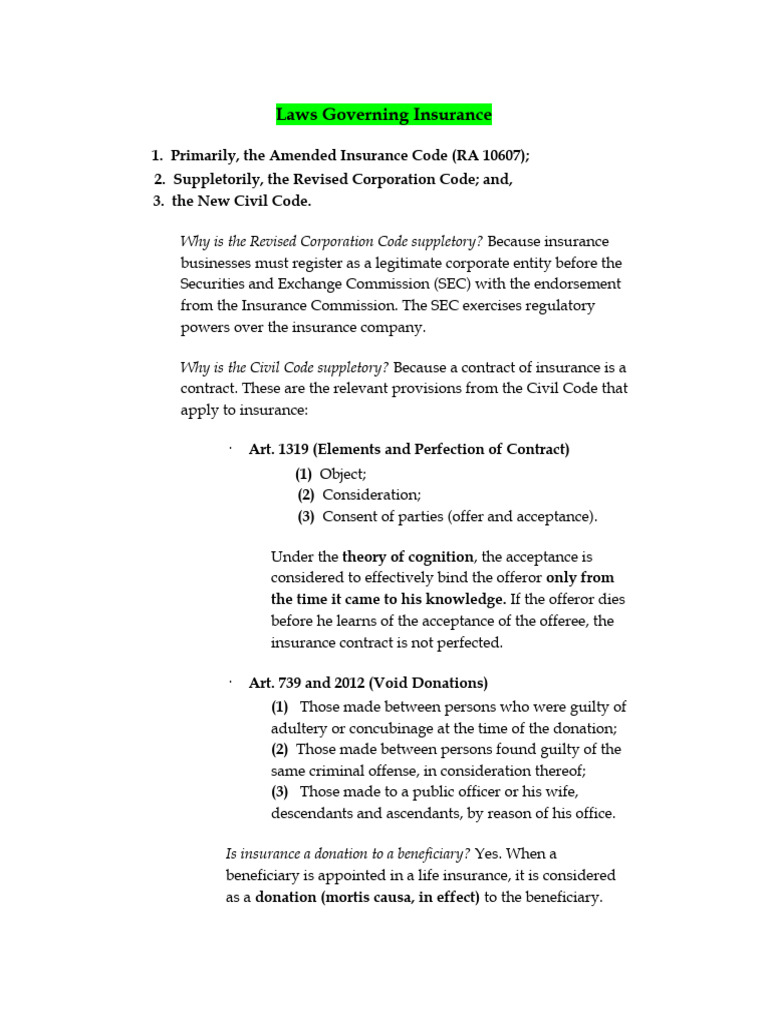 NOTES - Insurance | PDF | Insurance | Indemnity