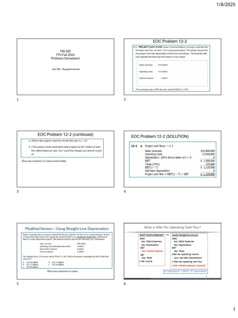 FIN305 FTU FA24 Jan 08 Supplemental | PDF | Investing | Financial Accounting