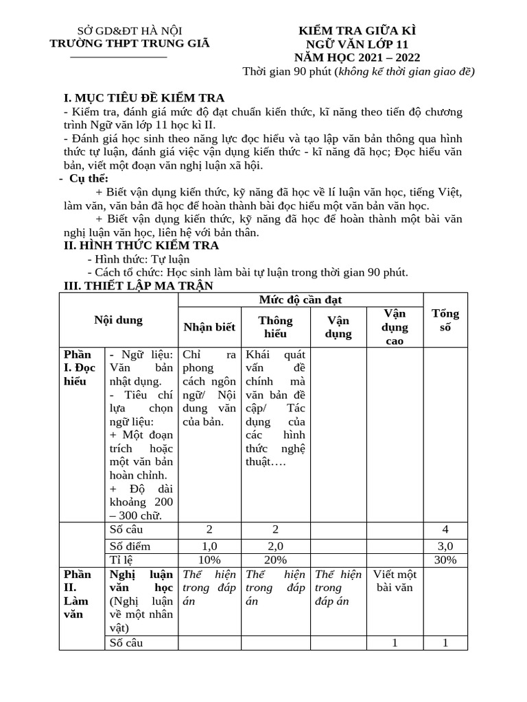 De KIEM TRA GIUA KI 2 | PDF