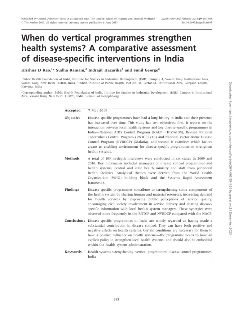 How do vertical programs strengthen health systems | PDF | Health ...