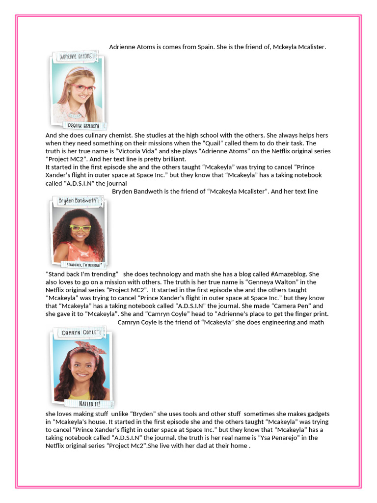 Project mc2 Document | PDF