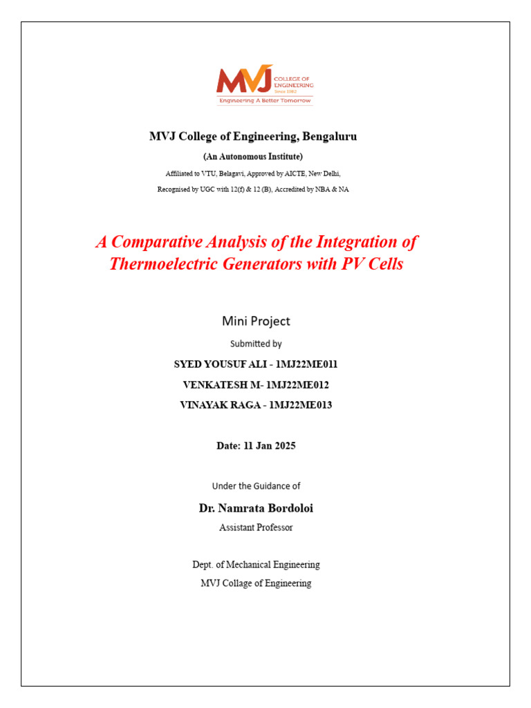 Mini Project Batch 3 | PDF | Photovoltaics | Solar Cell