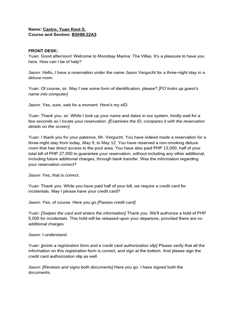 F.O. Check-In, Go To Room Script | PDF | Bathroom