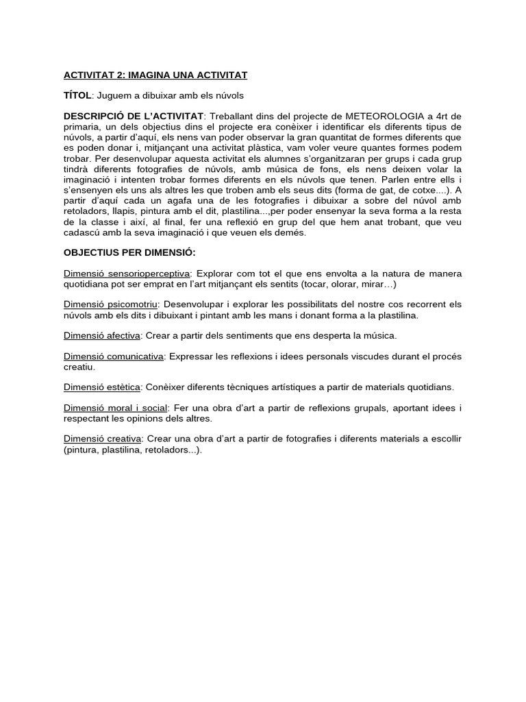 Activitat 2 - Imagina Una Activitat | PDF
