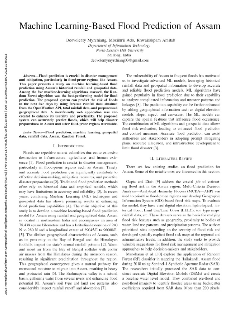 Machine Learning-Based Flood Prediction of Assam | PDF | Flood ...