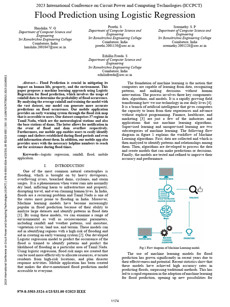 Flood Prediction Using Logistic Regression | PDF | Machine Learning | Prediction