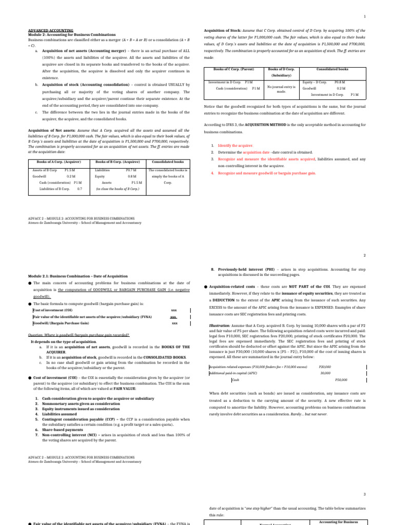 ADVACC2 T2 BUSCOM ACQ DATE.pdf | PDF | Goodwill (Accounting) | Mergers And Acquisitions