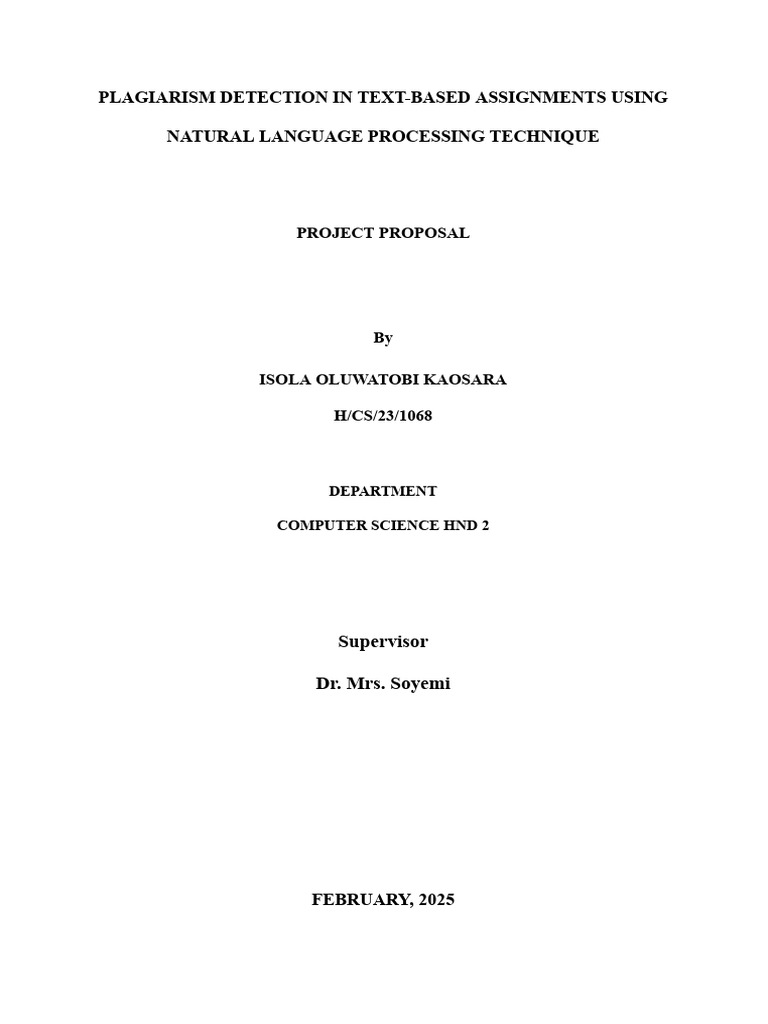 Proposal _Plagiarism Detection in Text-Based Assignments Using Natural Language Processing ...