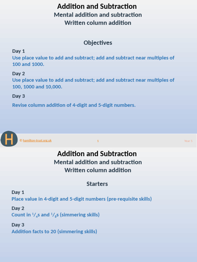 Year 5 Addition and Subtraction Guide | PDF | Subtraction | Elementary ...
