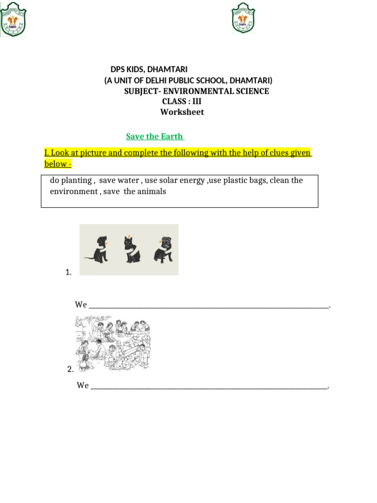 Environmental Science Worksheet for Kids | PDF