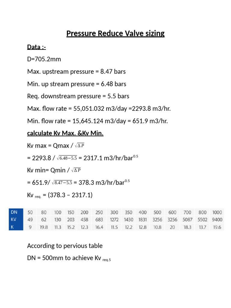 Pressure Reduce Valve Sizing | PDF