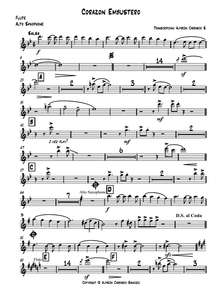 Corazon Embustero - Flute, Alto Saxophone - 2012-05-03 1402 | PDF