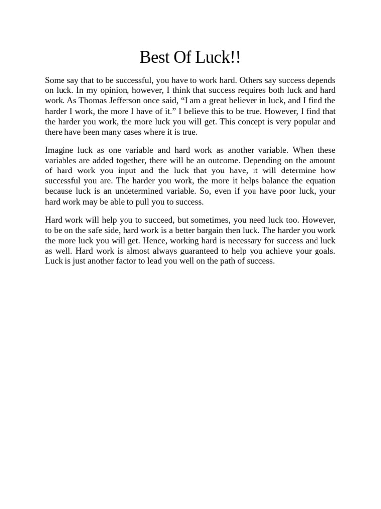 Best of Luck | PDF