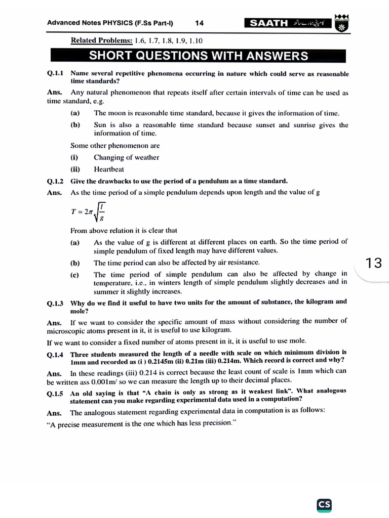 physics_exercise_short Question_chapter 1 to 6 | PDF