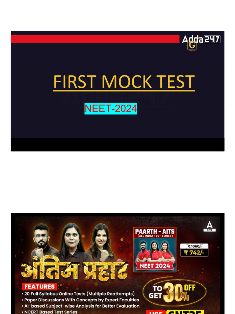 NEET REPLICA MOCK TEST 1 GG Mam | PDF | Biology