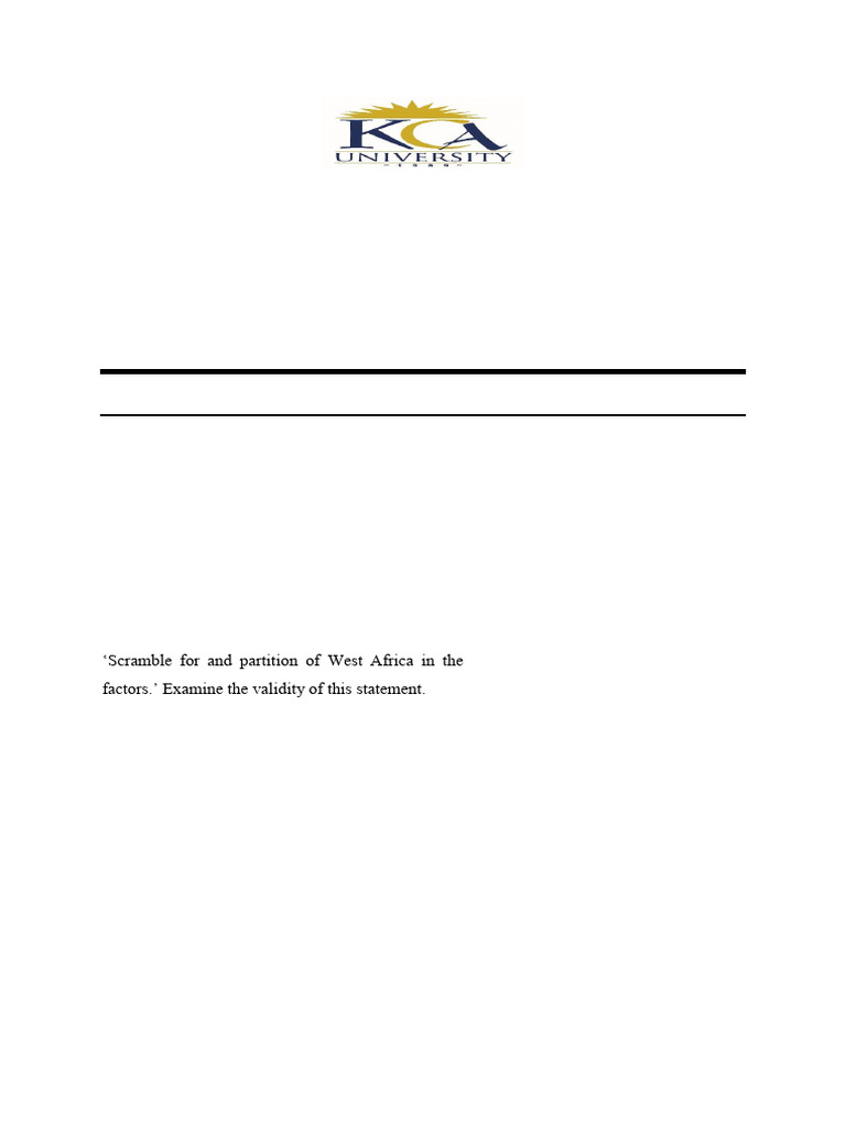 History of West Africa KCA Past Paper | PDF