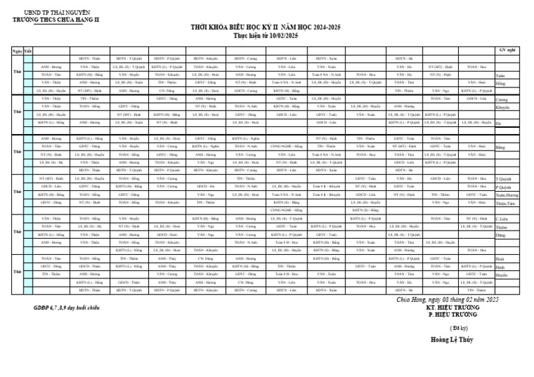 TKB T Ngày 10.02 - Hkii - 2024-2025 | PDF