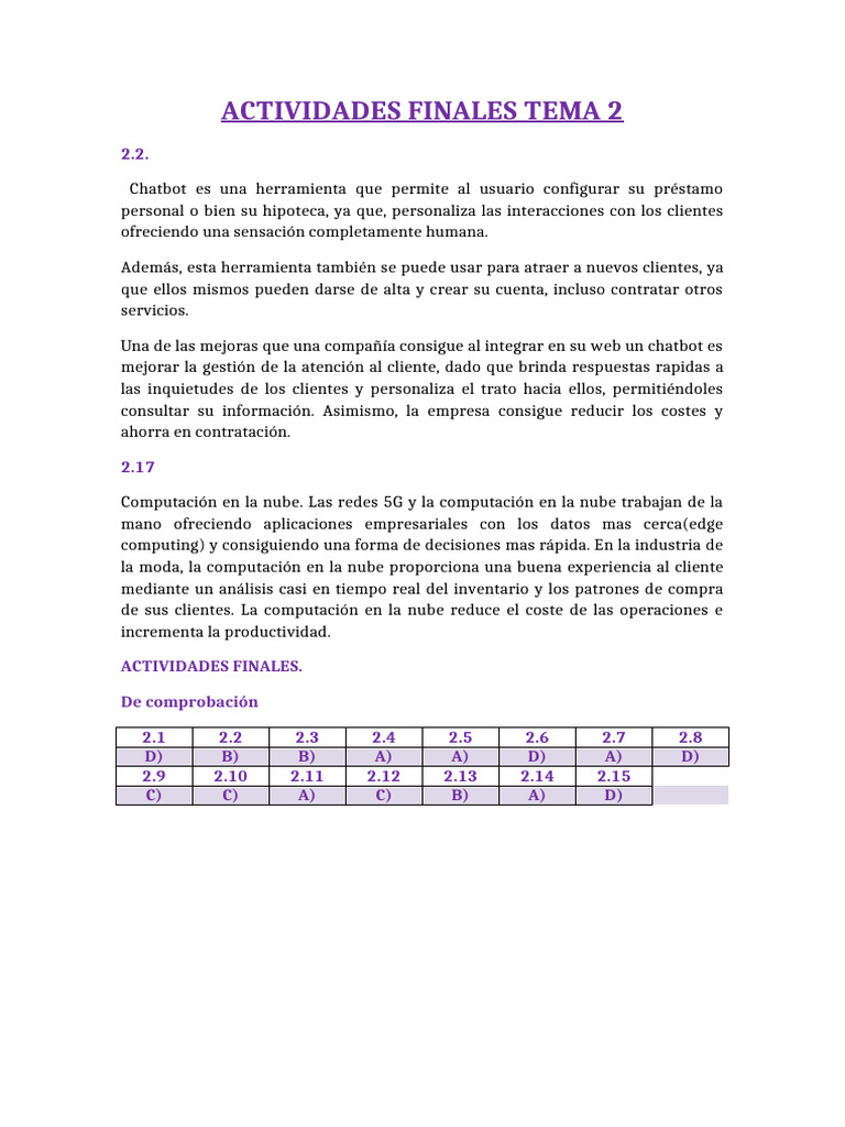 Actividades Finales Tema 2 | PDF