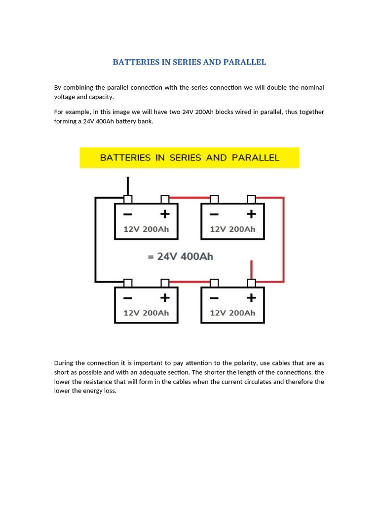 Batteries in Series and Parallel | PDF | Power Inverter | Series And Parallel Circuits