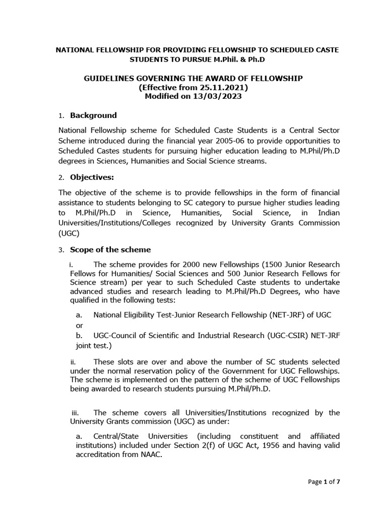 NFSC Fellowship Guidelines 2024 | PDF | Doctor Of Philosophy
