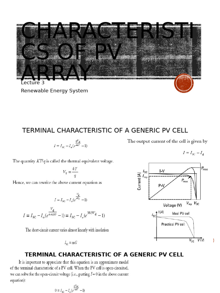 Characteristics of PV Arrays | PDF | Photovoltaics | Electricity