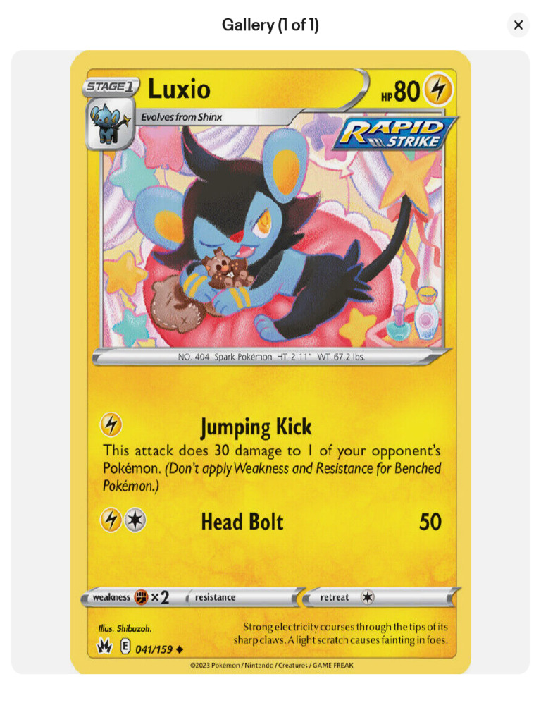 1x Luxio 041159 Crown Zenith Pokemon TCG Card NM Ebay | PDF