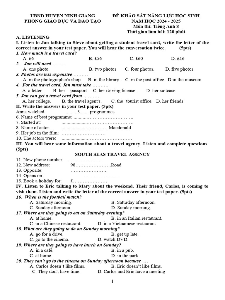 De Thi HSG Anh 8 Moi Nhat Co File Nghe 2024 2025 de HSG 8 VH | PDF | Fukushima Daiichi Nuclear ...