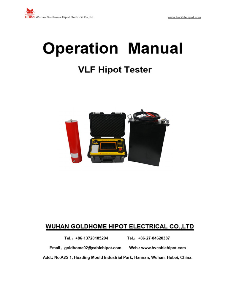 Operation Manual - VLF Hipot Tester | PDF | Power Supply | High Voltage