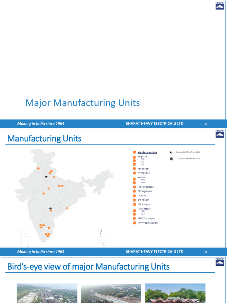 BHEL Manufacturing Units Overview | PDF | Boiler | Energy Technology