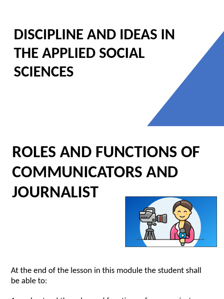Roles of Communicators and Journalists | PDF | News | Journalism