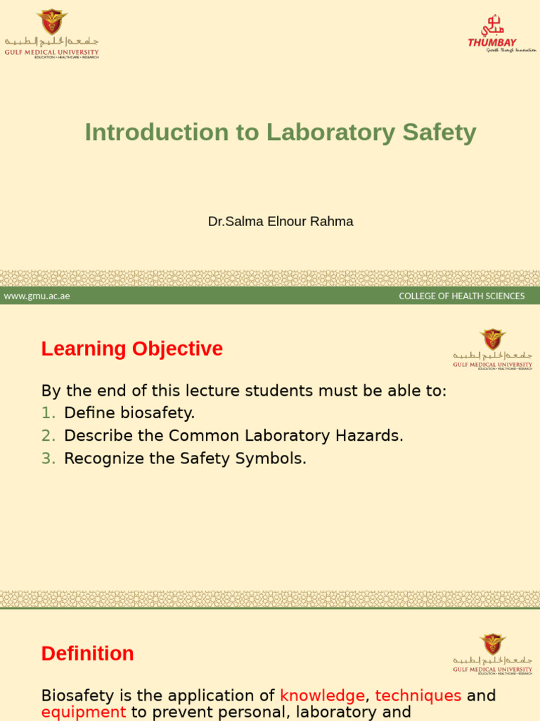 Lec 1 Introduction To Biosafety | PDF | Hazards | Laboratories