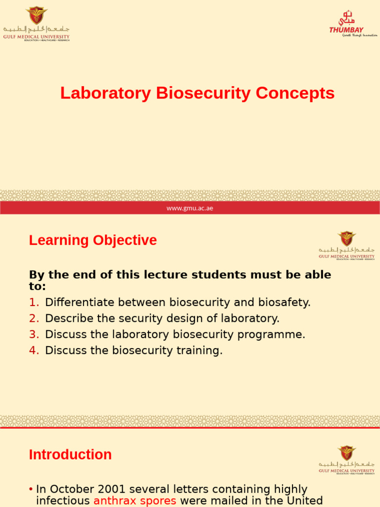 lec 9 Laboratory Biosecurity Concepts | PDF | Biology | Safety