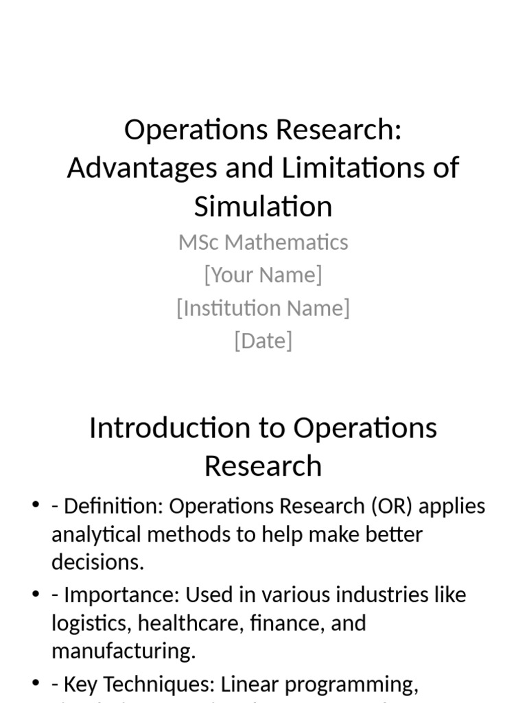 Advantages and Limitations of Simulation | PDF | Simulation ...
