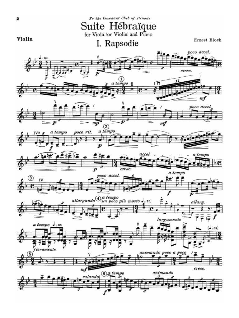 Bloch Suite Hebraique VLN | PDF