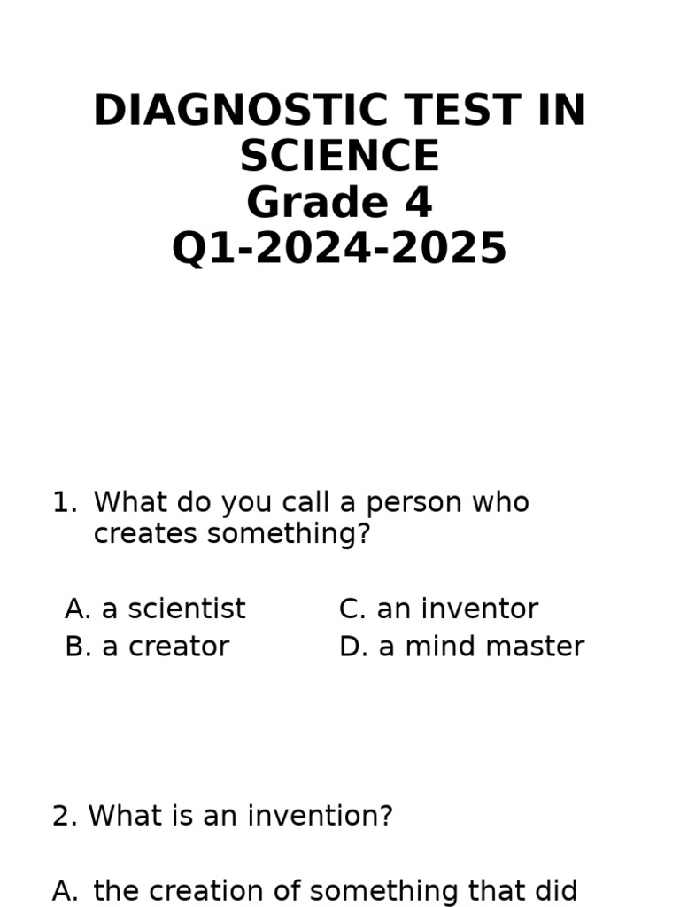 G4 Science Q1 Diagnostic | PDF | Plastic | Wood