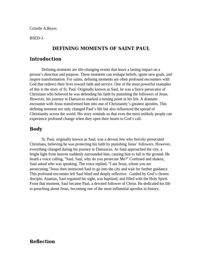 St. Paul's Transformative Encounter | PDF | Paul The Apostle ...
