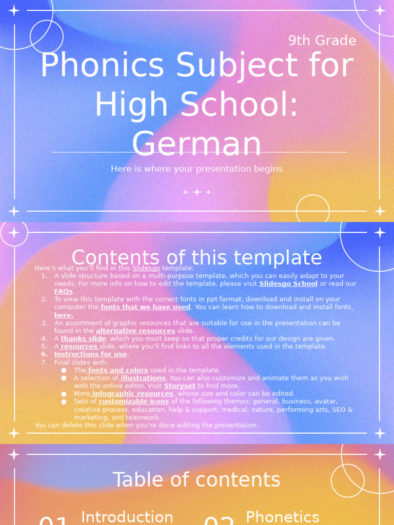Phonics Subject For High School 9th Grade German by Slidesgo | PDF ...