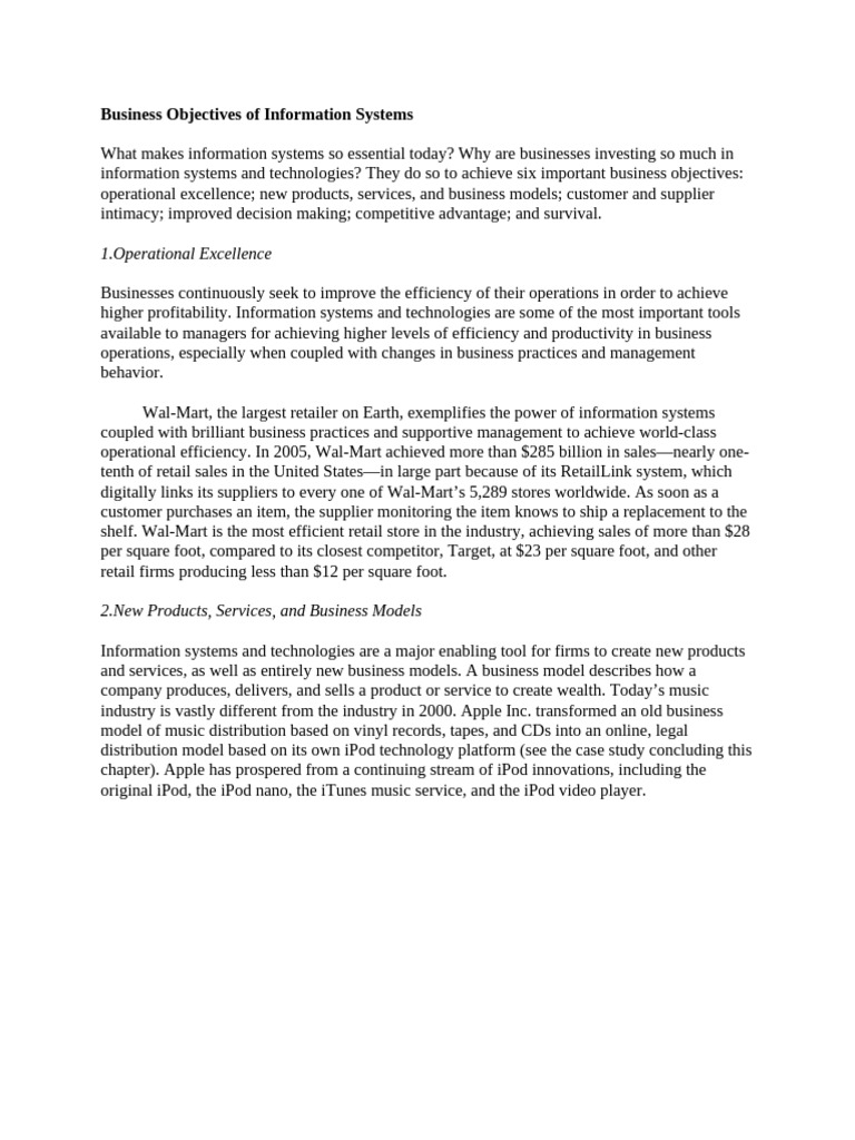 Business Objectives of Information Systems | PDF | I Pod | Dell