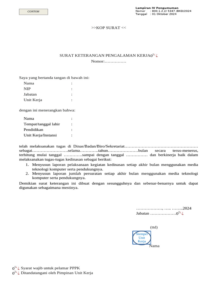 Lampiran 4 Surat Keterangan Pengalaman | PDF