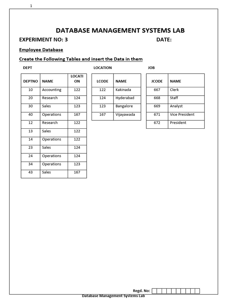 DBMS Lab Experiment Week3 | PDF | Computer Data | Information Technology Management