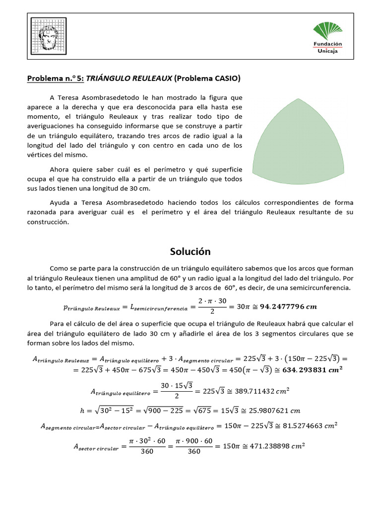 Solución Problema 5 (Triángulo Reuleaux) | PDF | Triángulo | Geometría ...