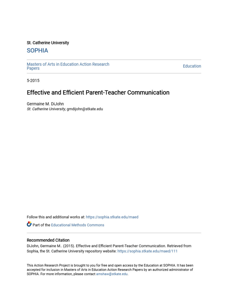 Effective and Efficient Parent-Teacher Communication | PDF ...