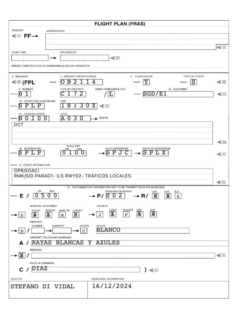Formato de Plan de Vuelo | PDF