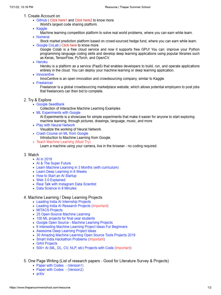 Resource _ Thapar Summer School | PDF | Artificial Intelligence | Intelligence (AI) & Semantics