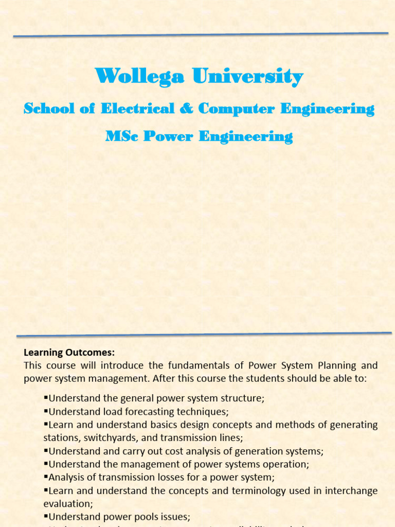 Chapter 1 Intropduction for MSC | PDF | Electricity Generation | Electric Power Transmission