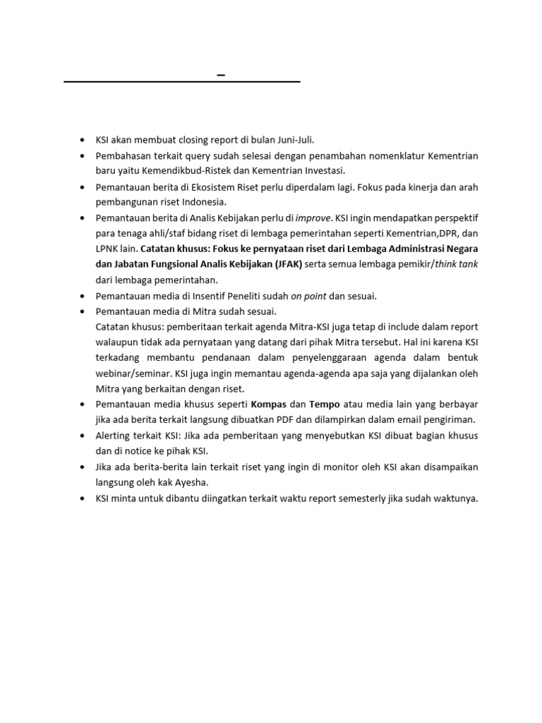 Notulensi Meeting KSI - 4 Mei 2021 | PDF