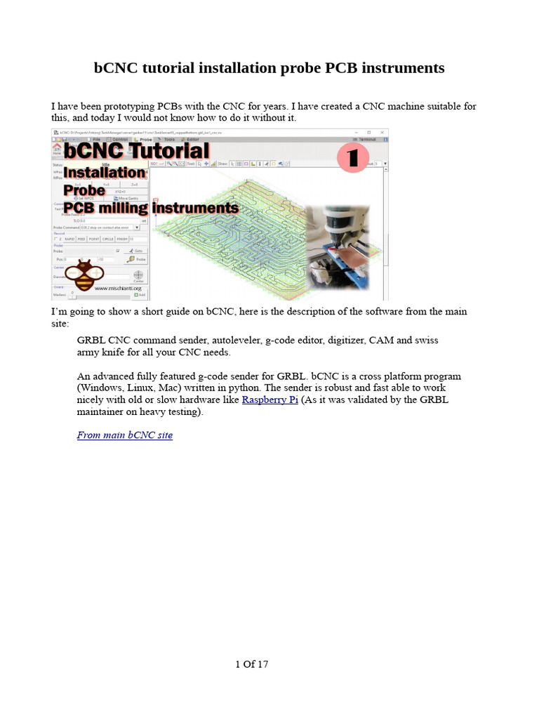 bCNC tutorial installation probe PCB instruments | PDF | Printed ...
